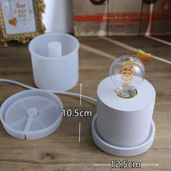 Concrete Lamp Holder Silicone Mold Cement Hexagon Round Square Bedside ...