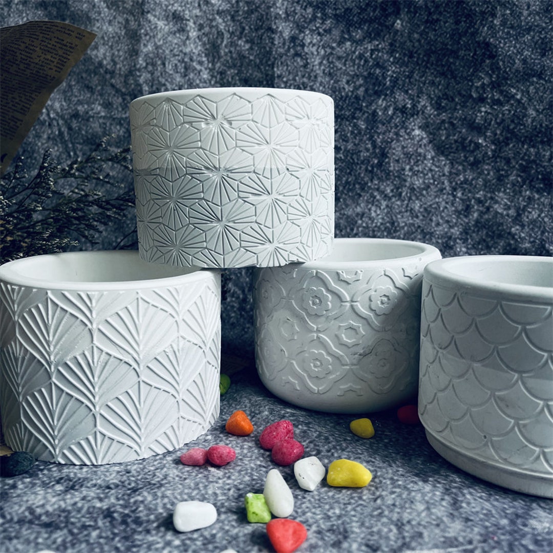 4 Style Flower Pot Silicone Mold -DIY Handmade Epoxy Resin Concrete ...