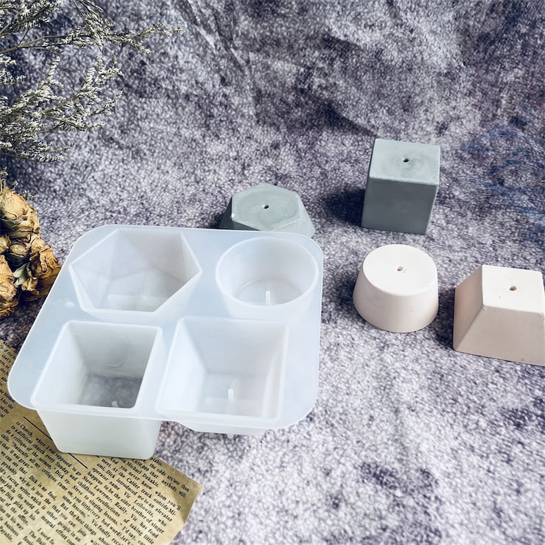 4 in 1 Incense Holder Silicone Mold - DIY Handmade Epoxy Resin Concrete ...