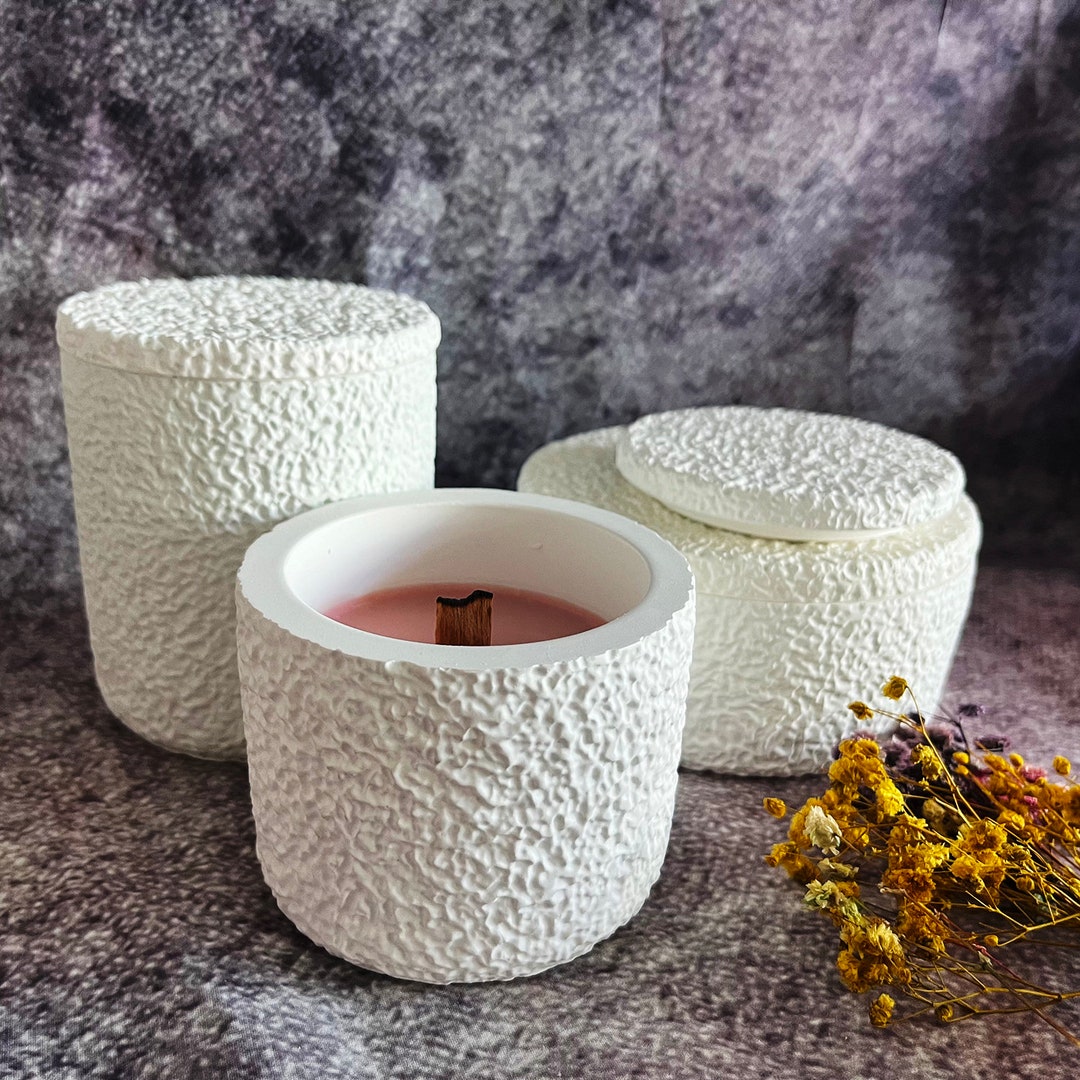 Lava Stone Silicone Mold for Candle Jar,concrete Candle Vessel Mold,jar ...