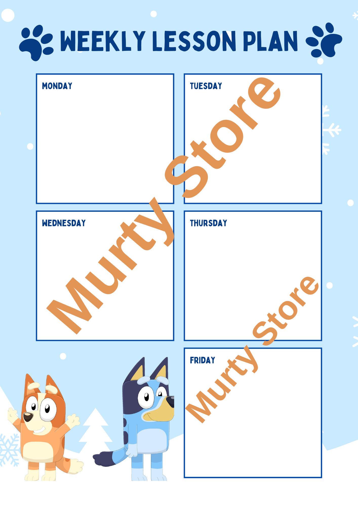 Bluey - Bingo Weekly Lesson Plan Template, Lesson Planner Printable ...