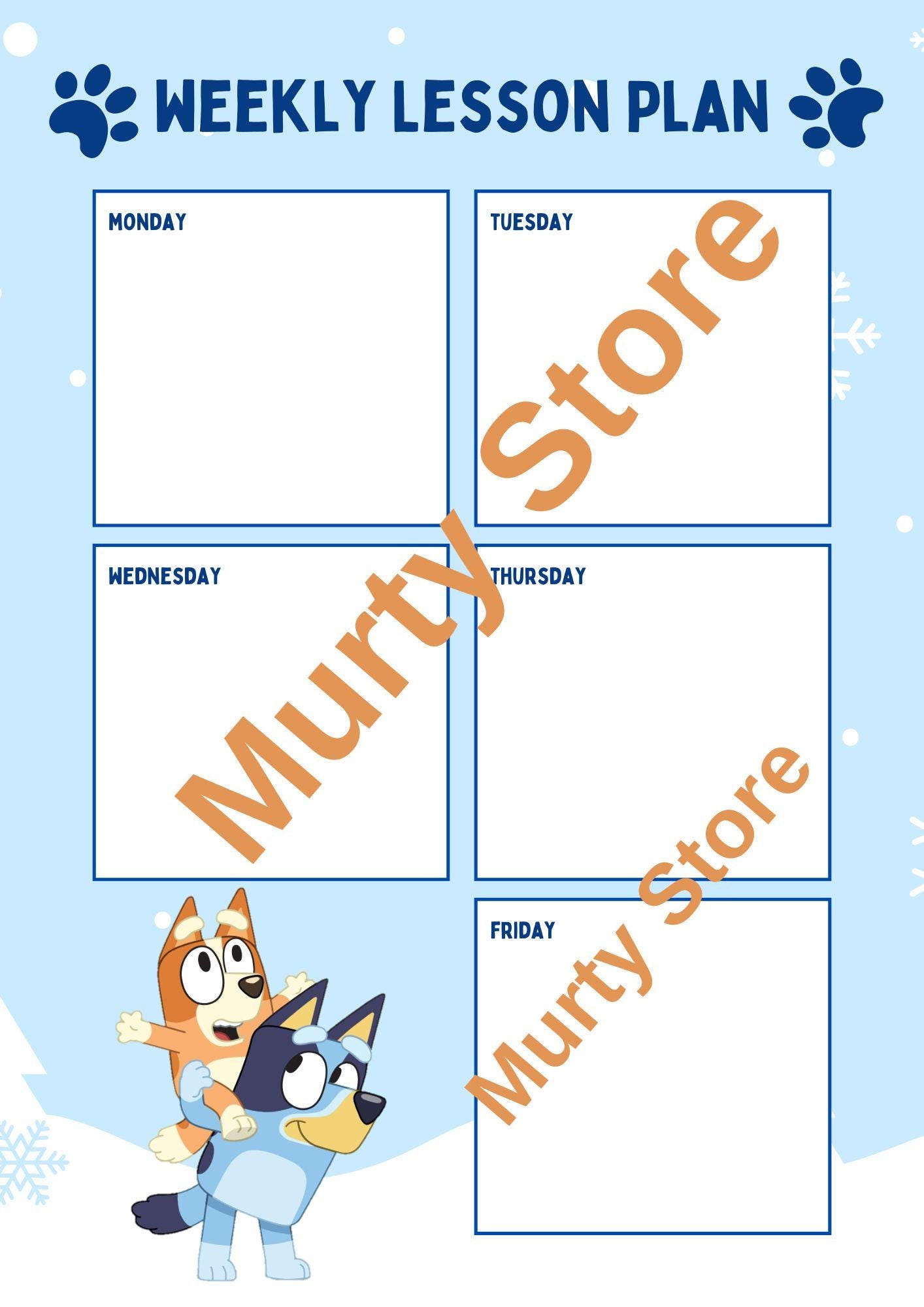 Bluey - Bingo Weekly Lesson Plan Template, Lesson Planner Printable ...