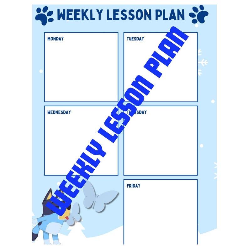 Bluey - Bingo Weekly Lesson Plan Template, Lesson Planner Printable ...