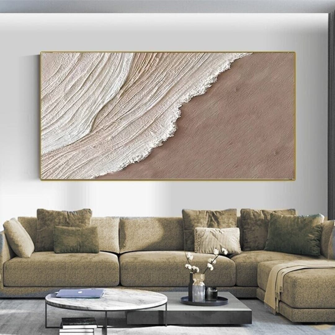 Large 3D Texture Ocean Wave Wall Painting on Canvas Texture Wabi-sabi ...