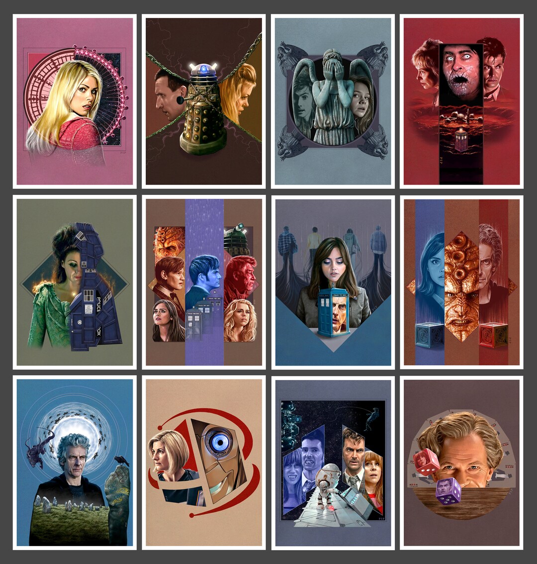 Set of 12 Doctor Who Original Art Postcards - Etsy