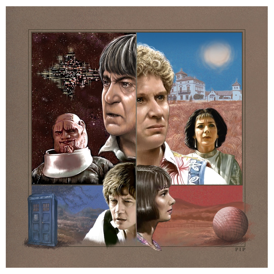 Doctor Who Print - the Two Doctors | 148mm Square | 6th Doctor | Colin ...