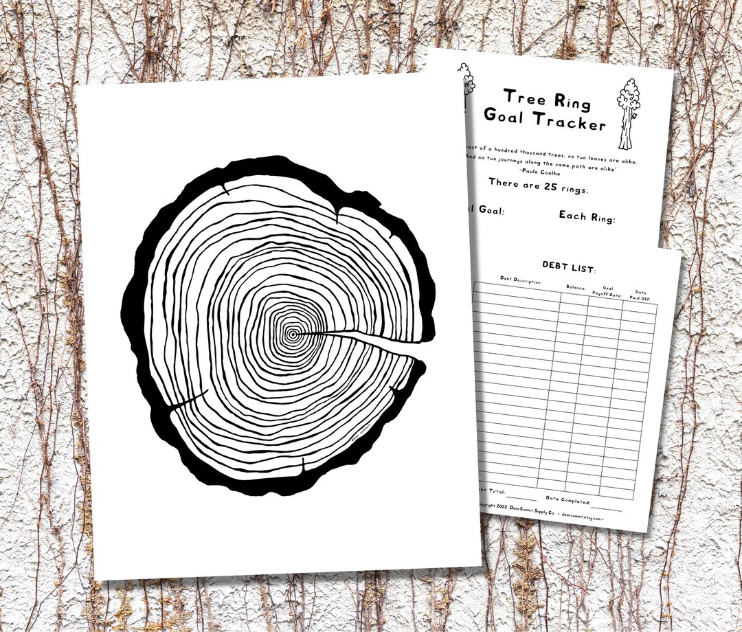 Tree Ring Goal Tracker Printable. Debt Free Art. Debt Journey - Etsy