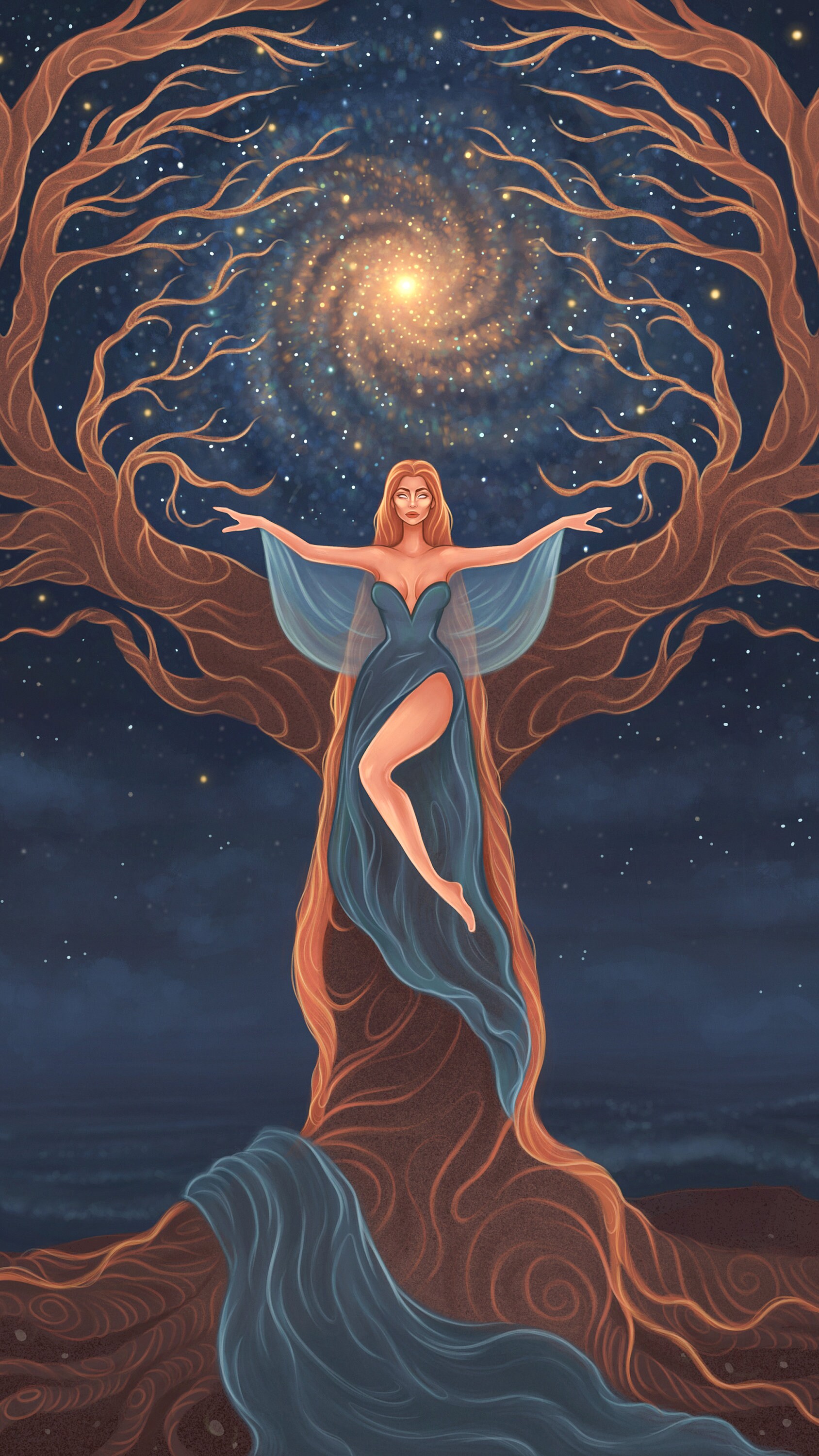 Celestial Goddess Phone Wallpaper Lockscreen, Divine Feminine Phone Screen, Enchanted Digital ...