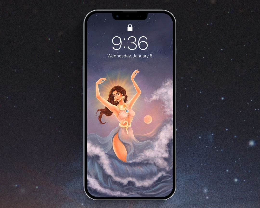 IPhone Ancient Goddess Phone Wallpaper, Celestial Witch Lockscreen, Sea ...