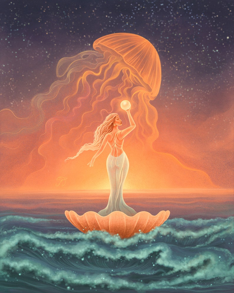 Water Element Sea Goddess Wall Art, Divine Feminine Visionary Art Print ...