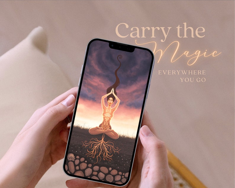 Yoga Lotus Divine Feminine Phone Wallpaper: Witchy Spiritual Art ...