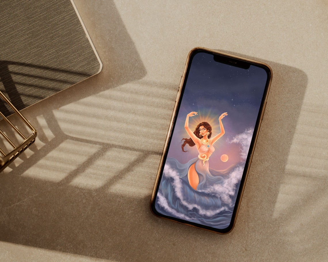 IPhone Ancient Goddess Phone Wallpaper, Celestial Witch Lockscreen, Sea ...