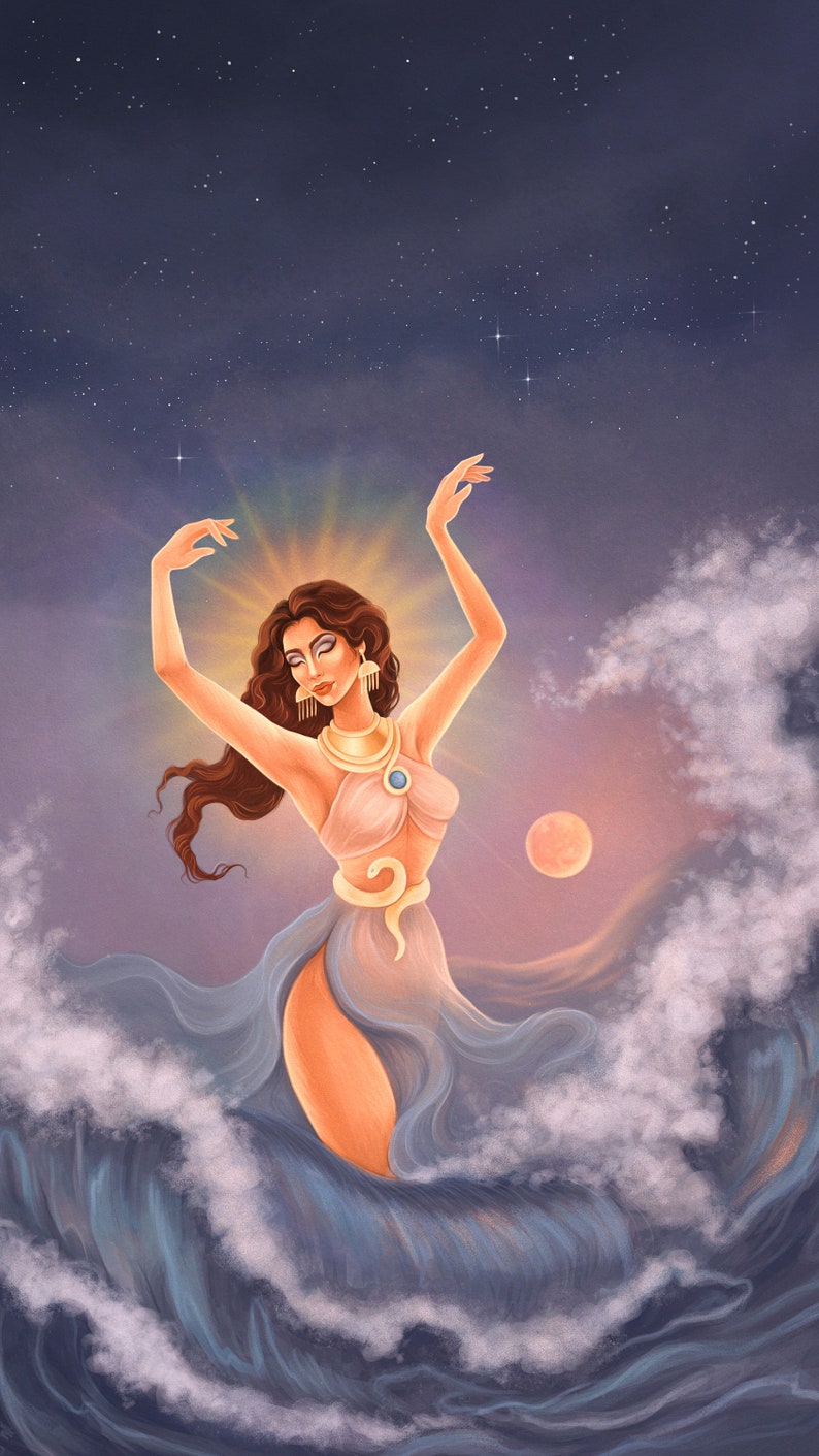 IPhone Ancient Goddess Phone Wallpaper, Celestial Witch Lockscreen, Sea Witch Lockscreen, Divine ...