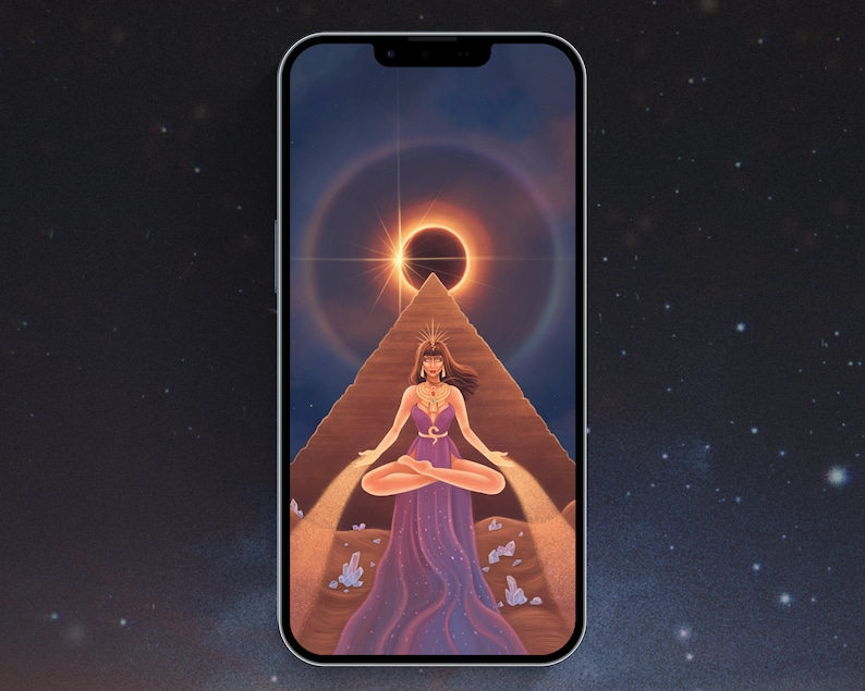 Ancient Eclipse Goddess Phone Wallpaper, iPhone Celestial Witch Lockscreen, Divine Feminine ...