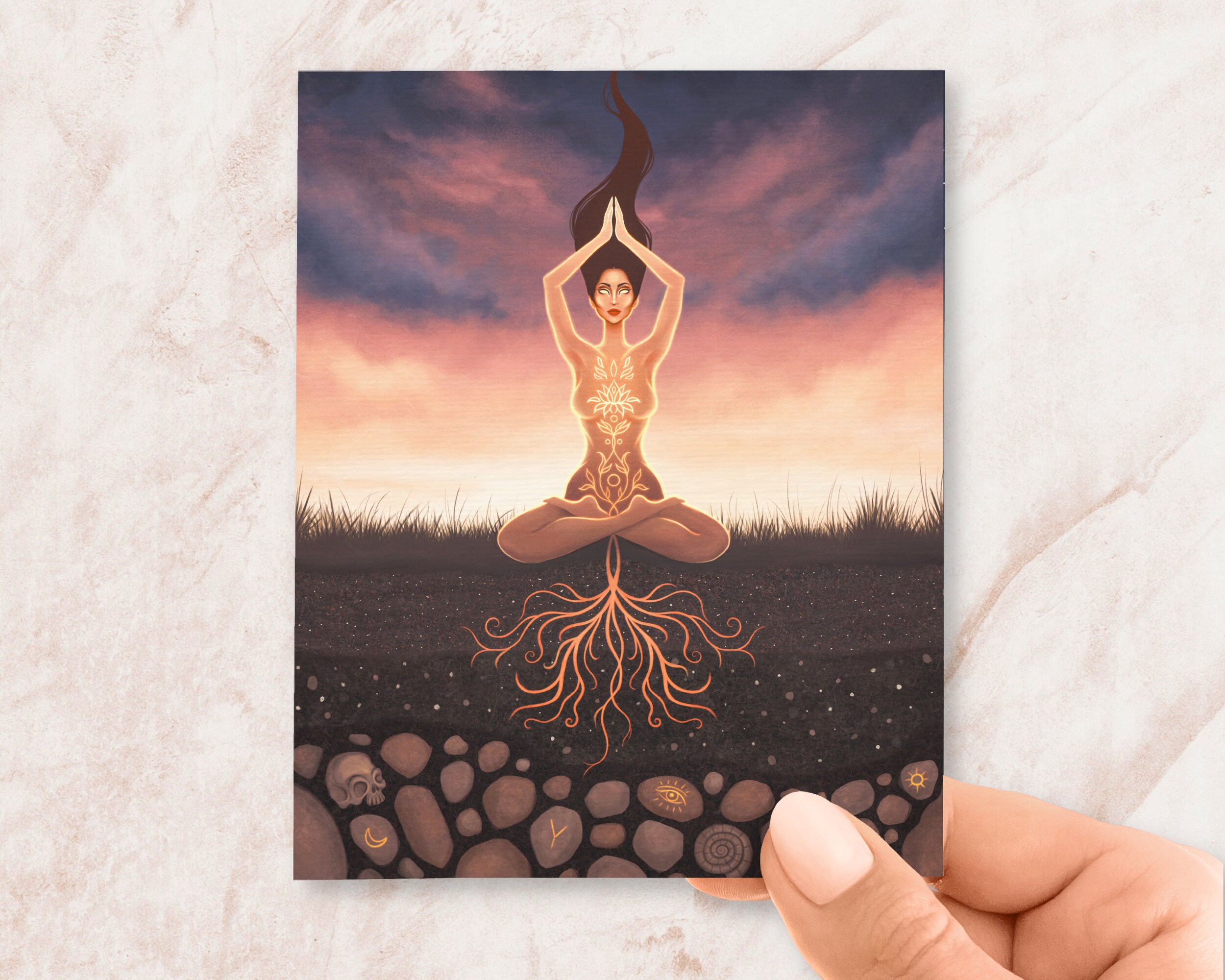Yoga Pose Divine Feminine Card Print, Wicca Altar Mini Print, Occult ...