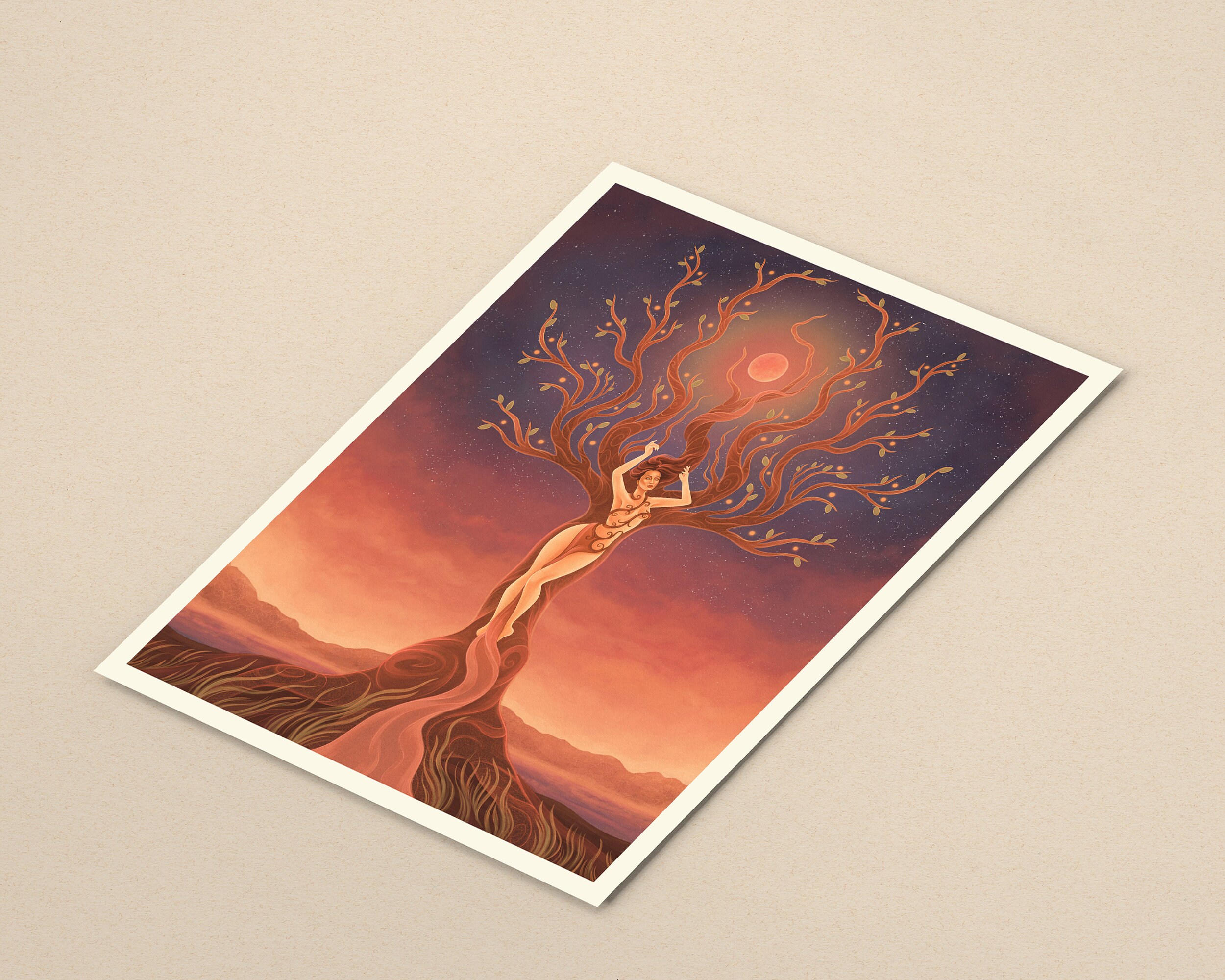 Earth Sign Zodiac Painting, Nature Goddess Wall Art, Divine Feminine ...