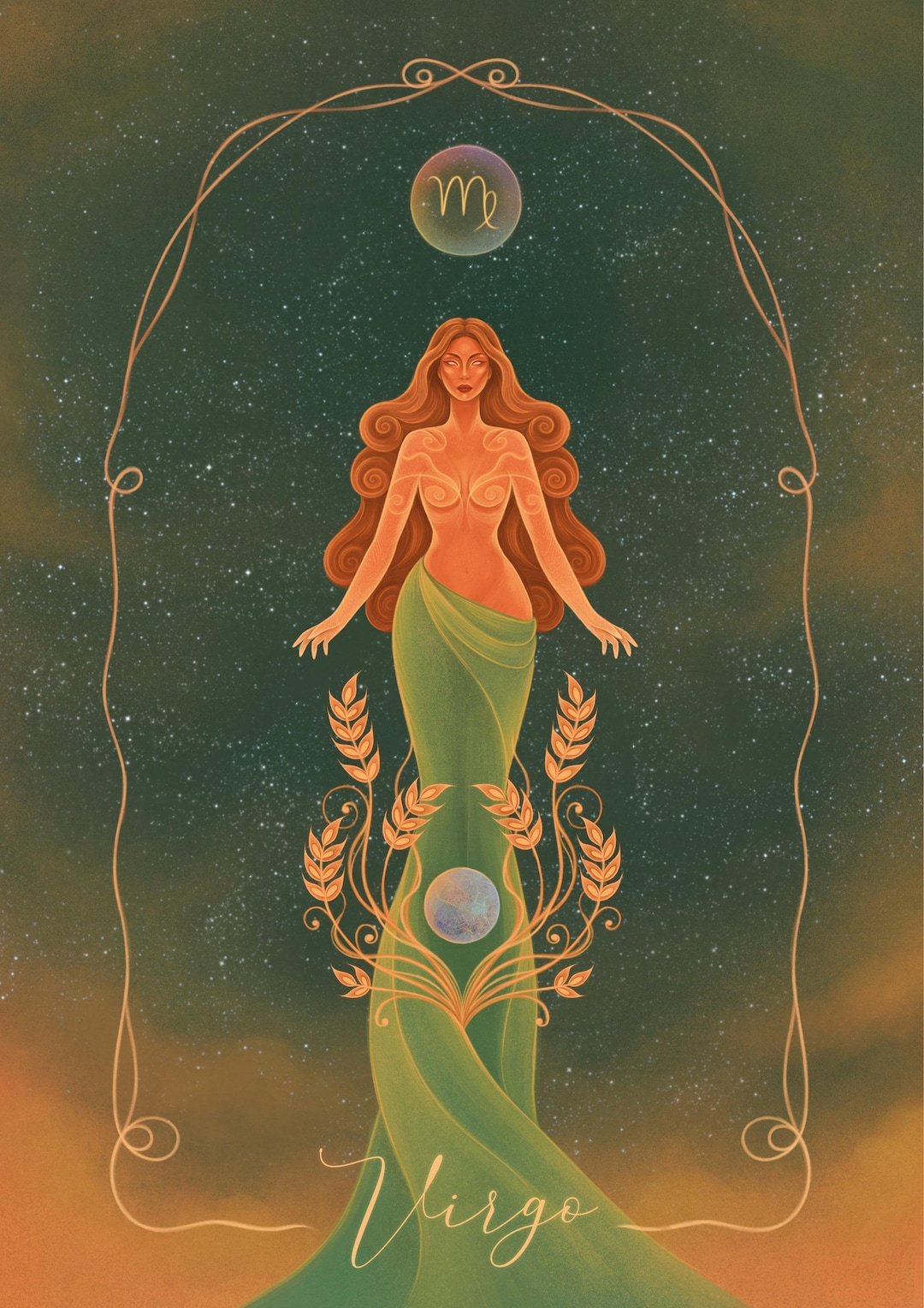 Virgo Woman Zodiac Wall Art Print Instant Download Gift for Her - Etsy