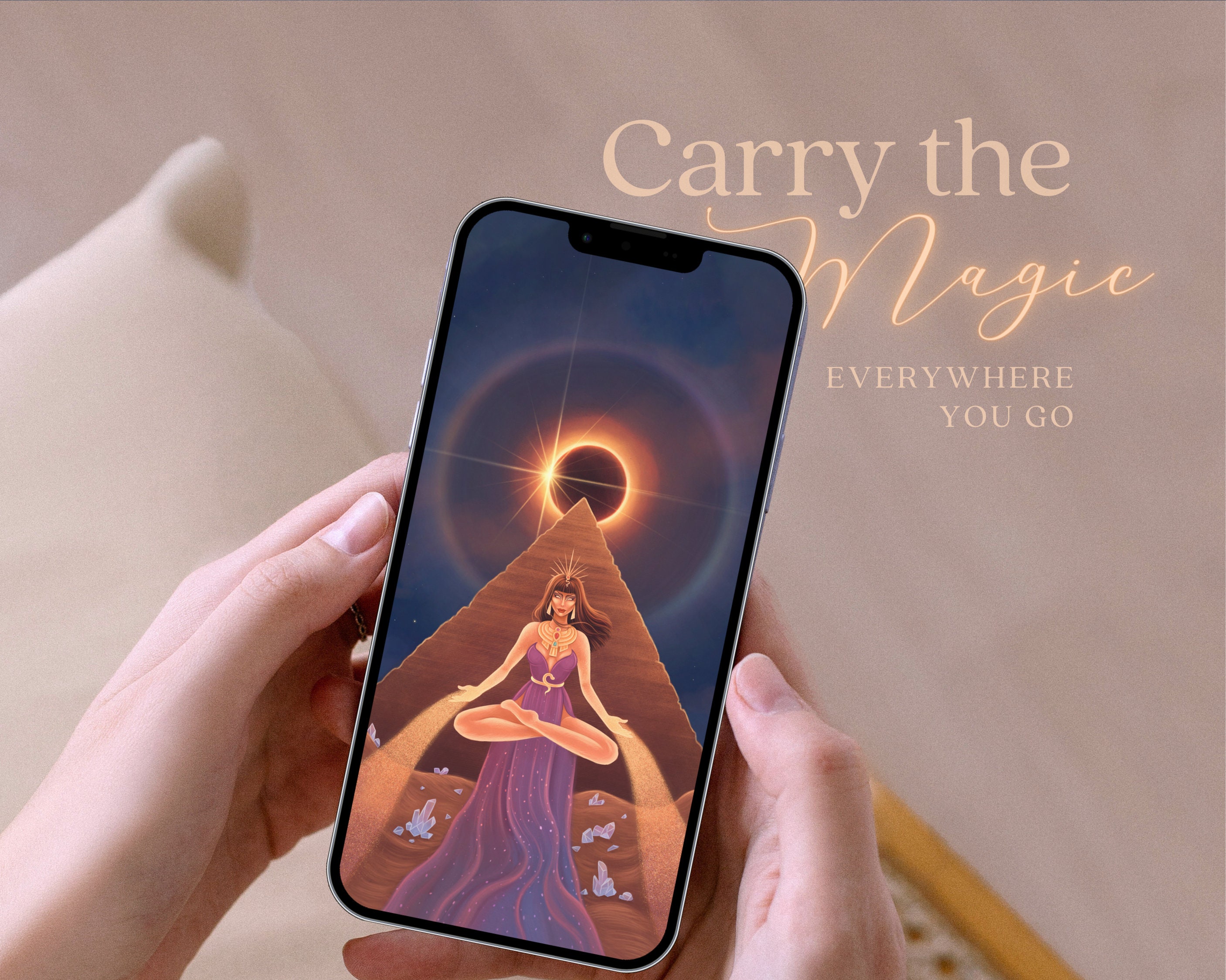 Ancient Eclipse Goddess Phone Wallpaper, iPhone Celestial Witch ...