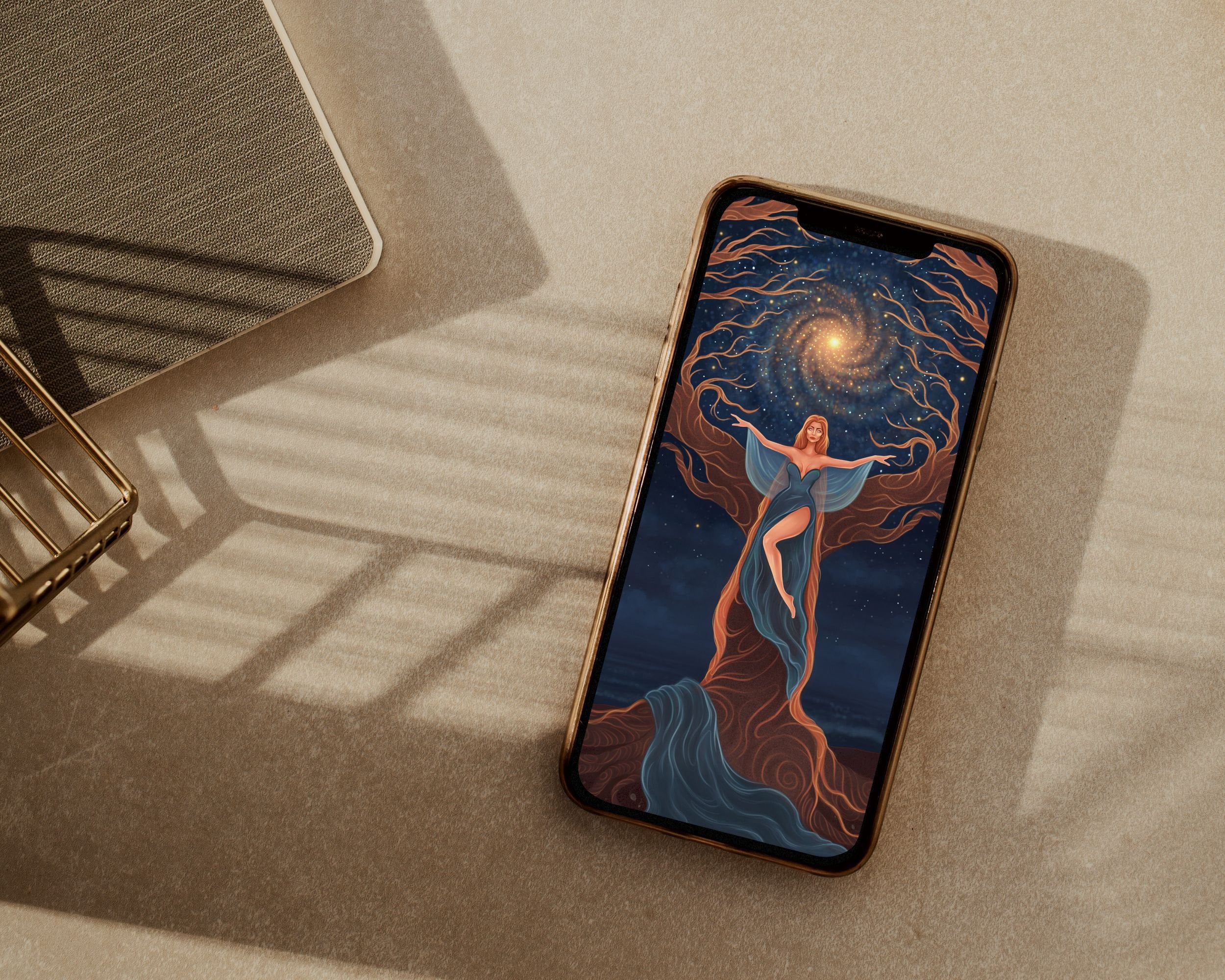 Celestial Goddess Phone Wallpaper Lockscreen, Divine Feminine Phone Screen, Enchanted Digital ...