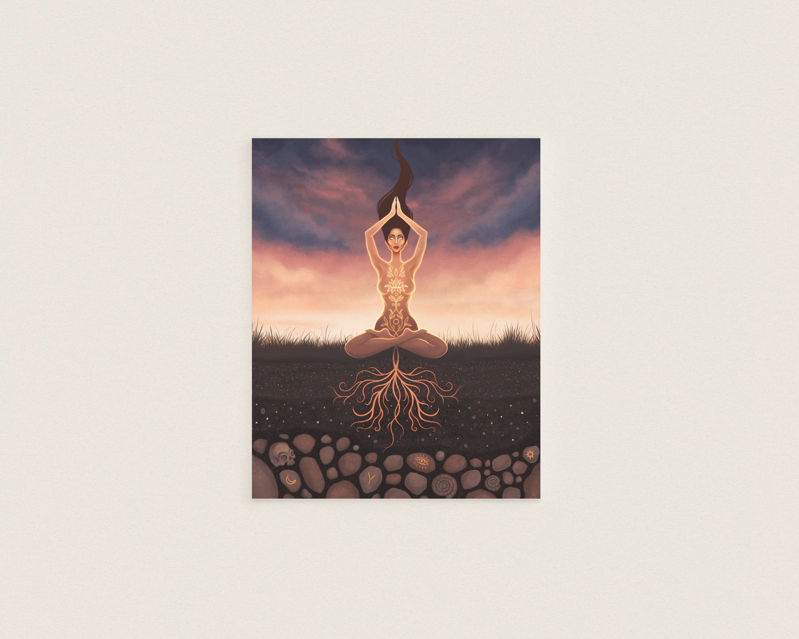 Yoga Pose Divine Feminine Card Print, Wicca Altar Mini Print, Occult ...