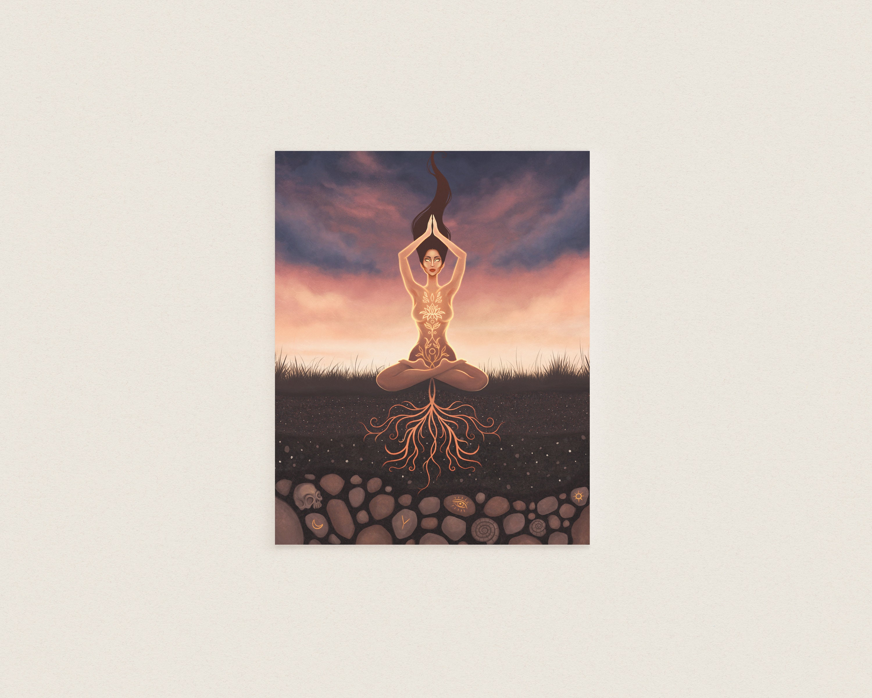 Yoga Pose Divine Feminine Card Print, Wicca Altar Mini Print, Occult ...