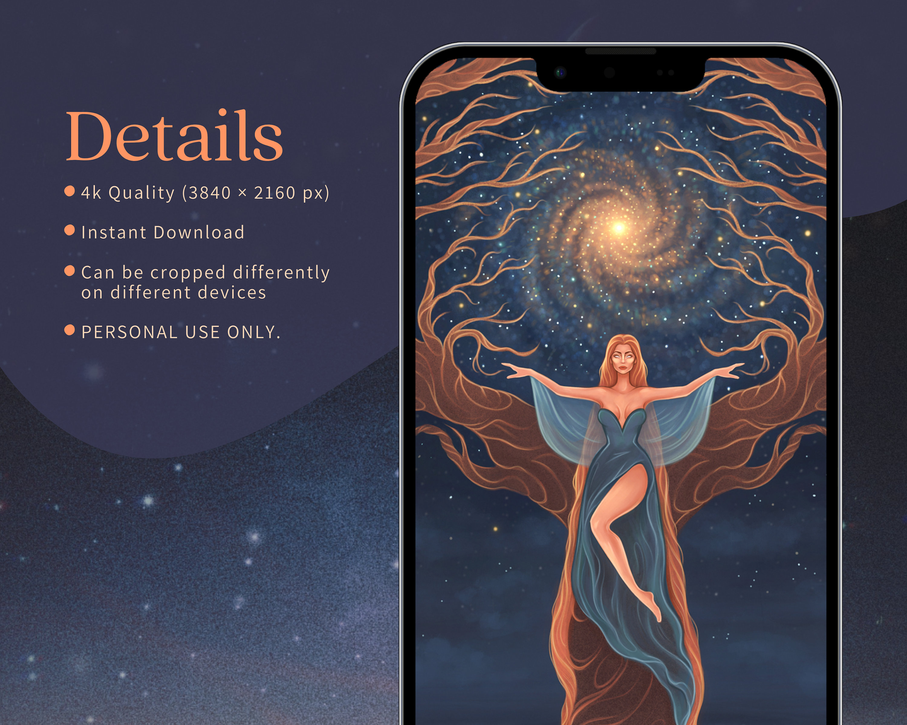 Celestial Goddess Phone Wallpaper Lockscreen, Divine Feminine Phone Screen, Enchanted Digital ...
