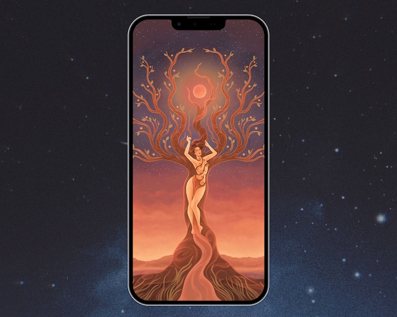 Summer Phone Wallpaper, Earth Element Zodiac Lockscreen, Vintage Celestial Goddess Digital Art ...