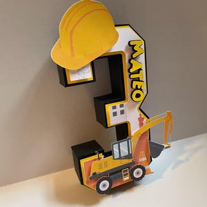 Construction 3D Letter, Construction Party Decor, Excavator 3D Number ...