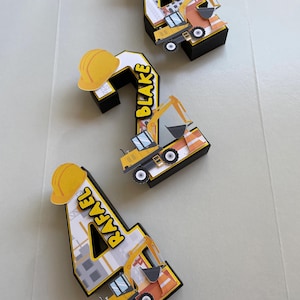 Construction 3D Letter, Construction Party Decor, Excavator 3D Number ...