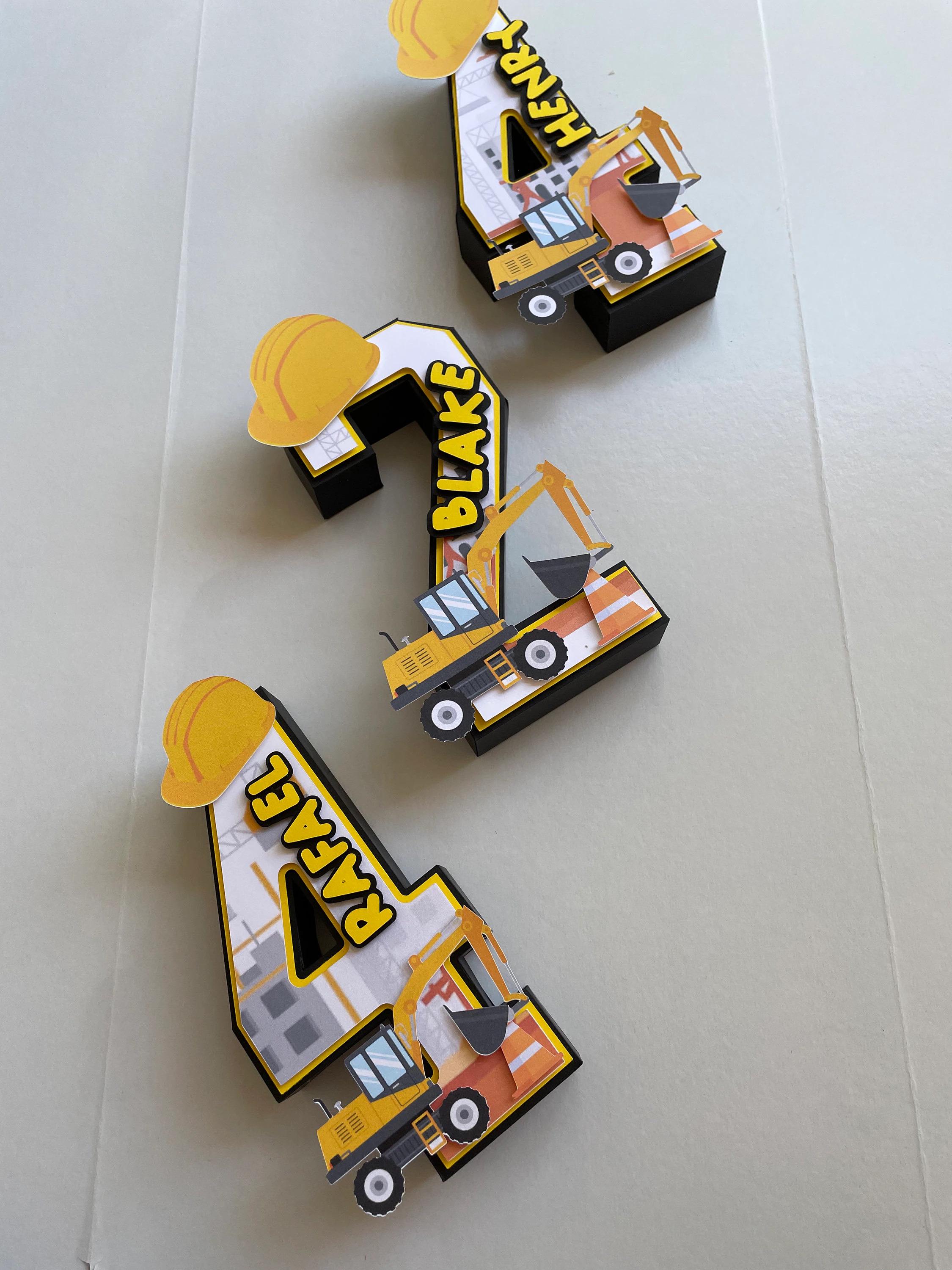 Construction 3D Letter, Construction Party Decor, Excavator 3D Number ...