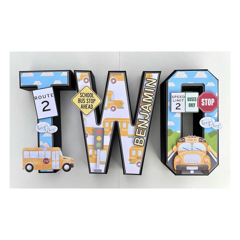 Bus 3D Letter, Yellow Bus Theme Party, Bus Party Supplies, Bus Party ...