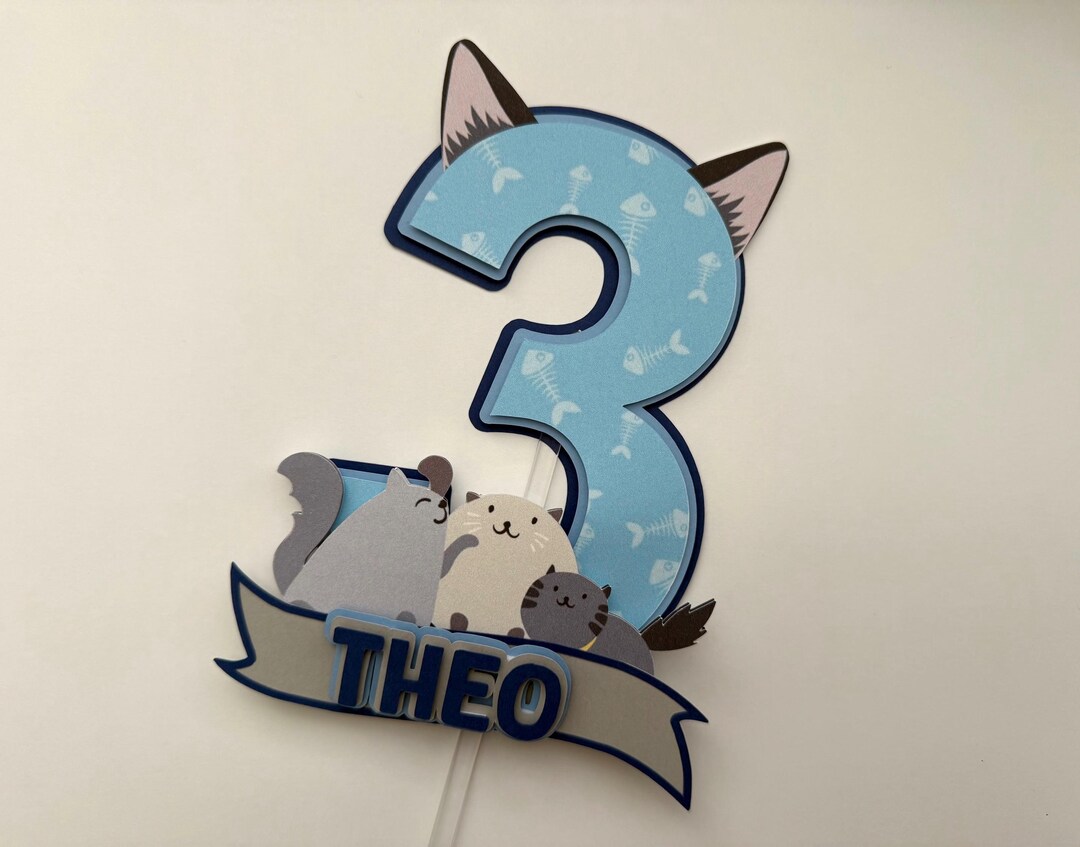 Kitty Cake Topper, Cat Cake Topper, Pet Birthday Theme, Cat Birthday ...