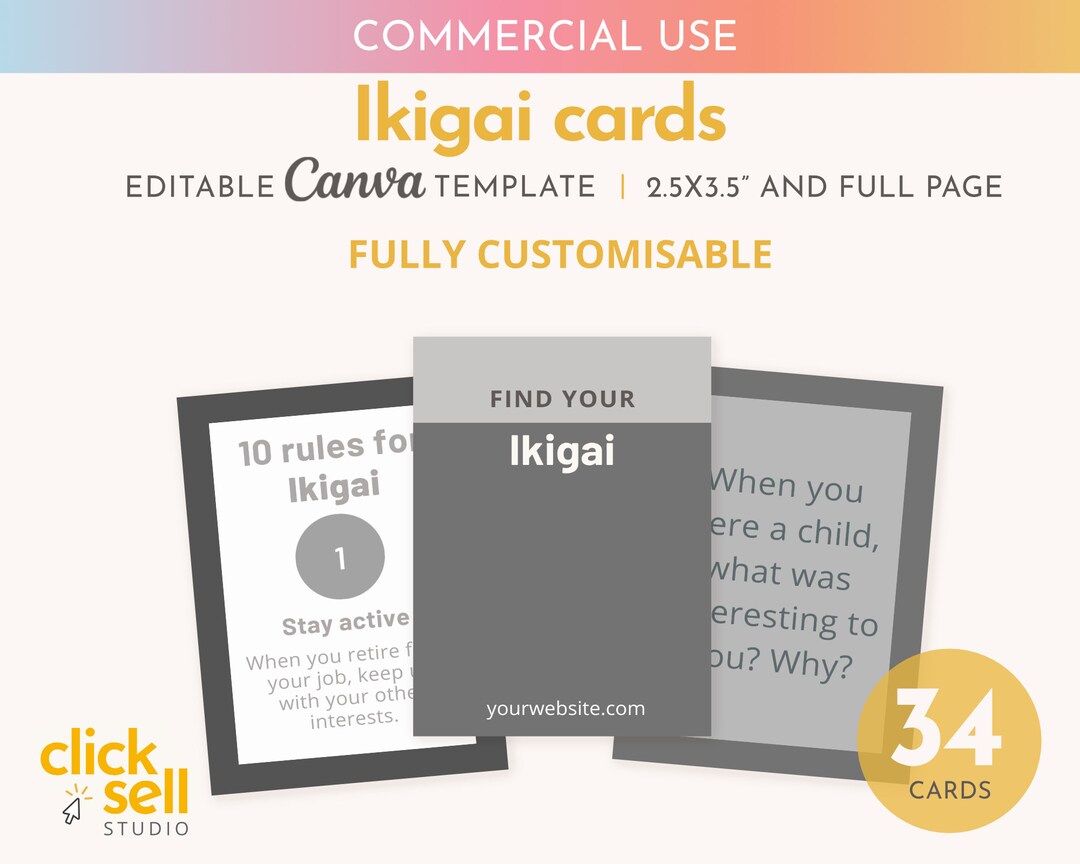 Ikigai Card Deck Editable Canva Template COMMERCIAL USE - Etsy UK