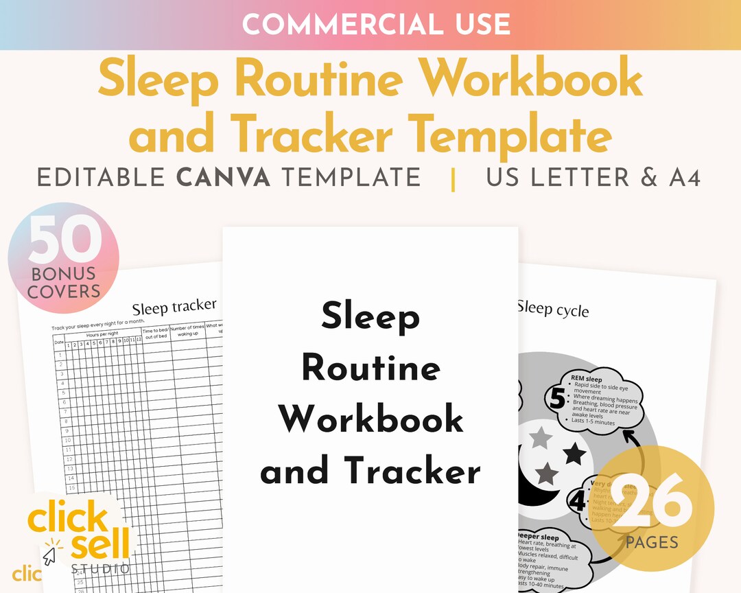 Sleep Routine Workbook and Trackers Canva Template COMMERCIAL USE US ...