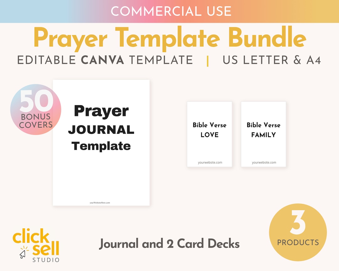 Prayer Bundle Editable Canva Template With Journal and Card Decks ...
