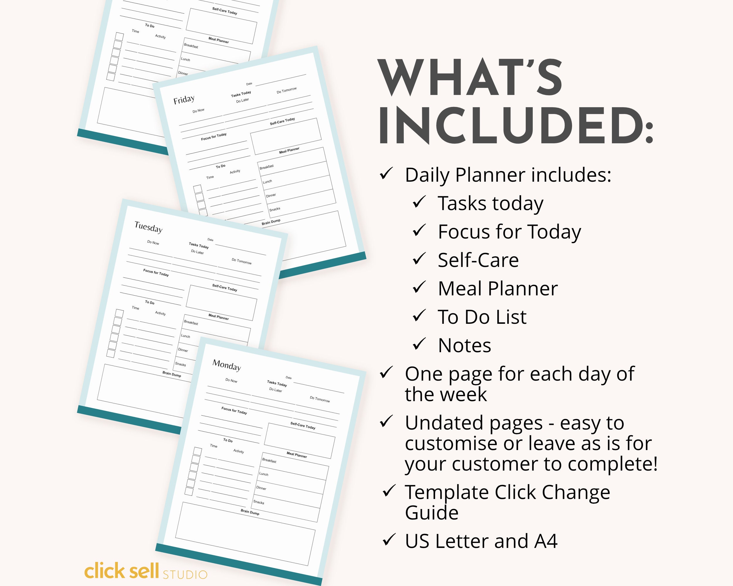 Daily Planner Editable Canva Template Commercial Use PLR Fully ...