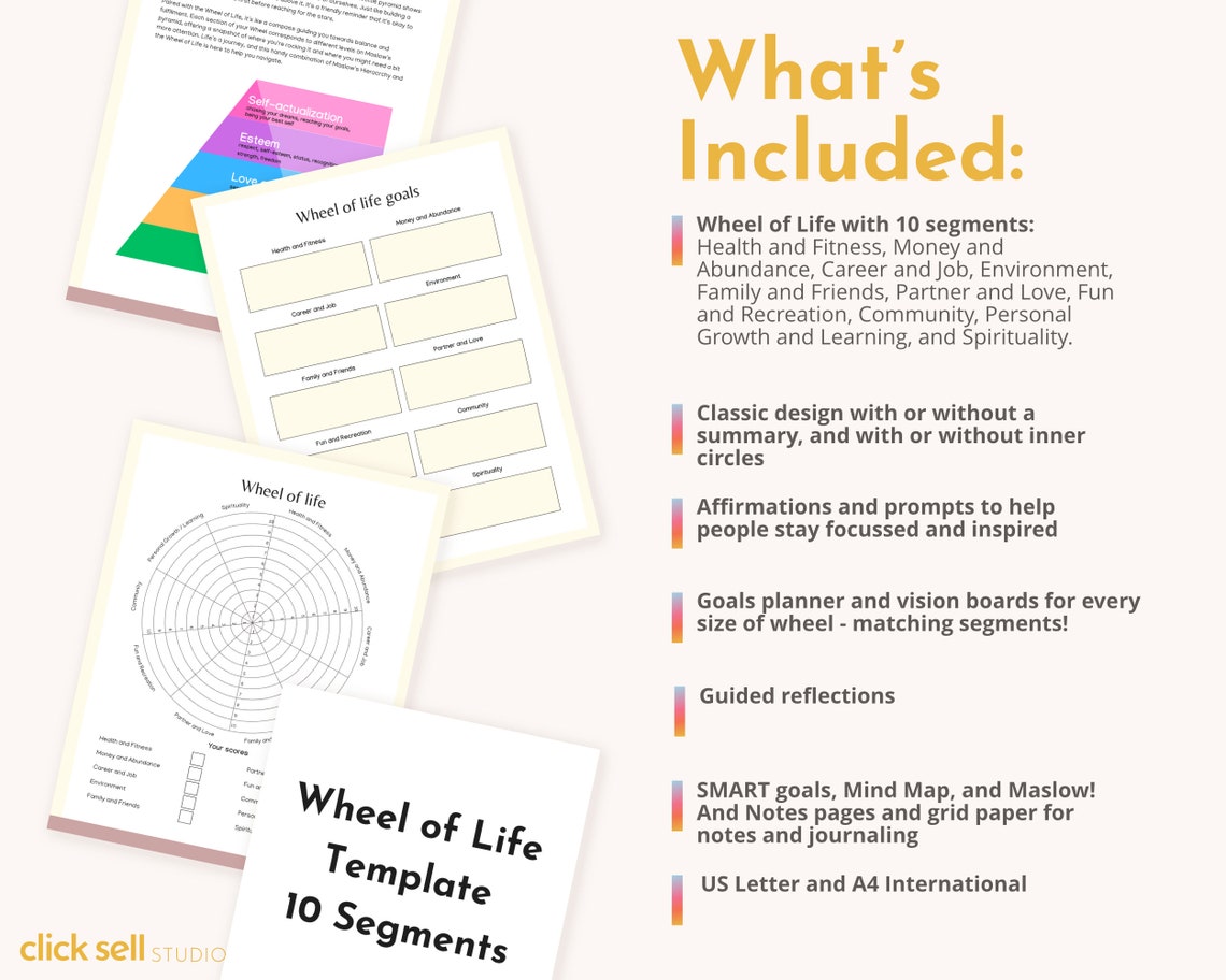 Wheel of Life 10 Segment Editable Canva Template Kit - Etsy