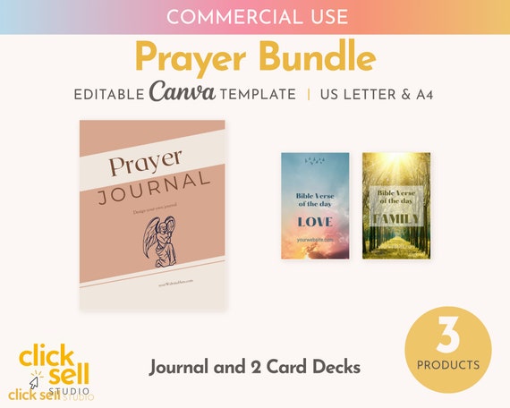 Prayer Bundle Editable Canva Template With Journal and Card - Etsy