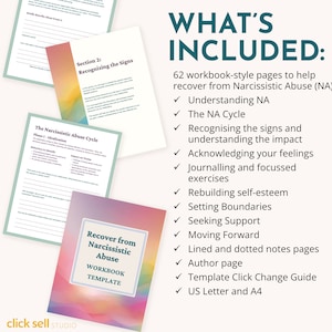 Narcissistic Abuse Recovery Workbook Editable Canva Template | Commercial and Personal Use | A4 ...
