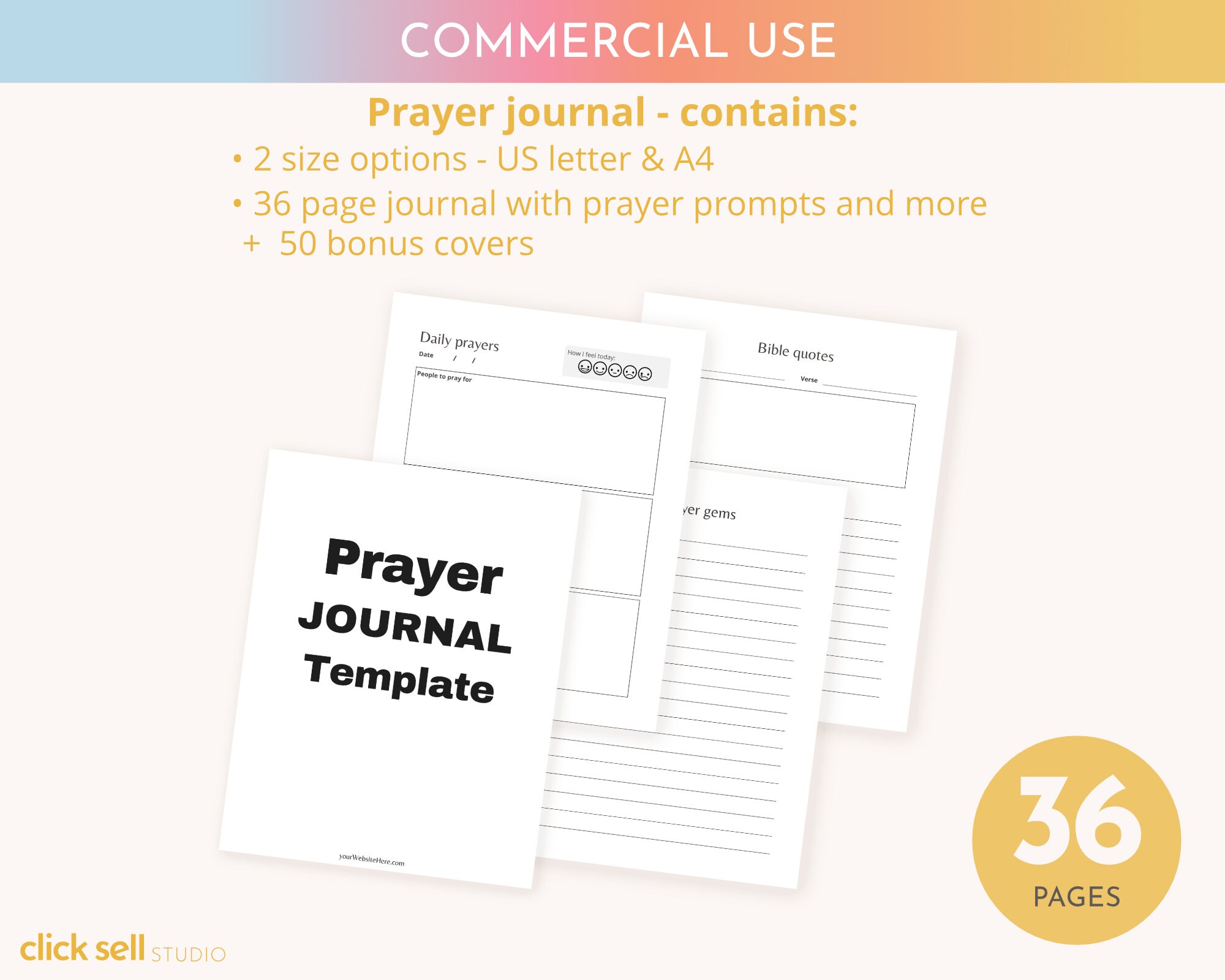 Prayer Bundle Editable Canva Template With Journal and Card Decks ...