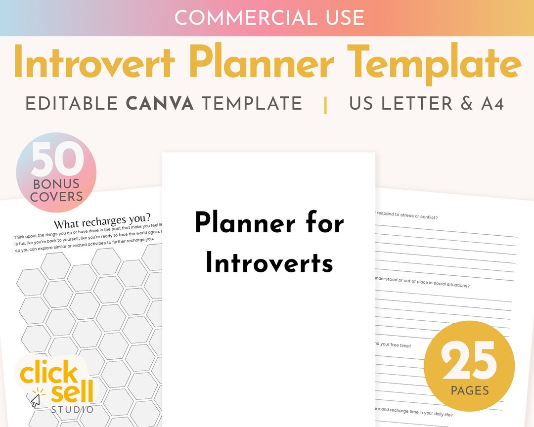 Introvert Planner Editable Canva Template | Commercial Use | Instant ...