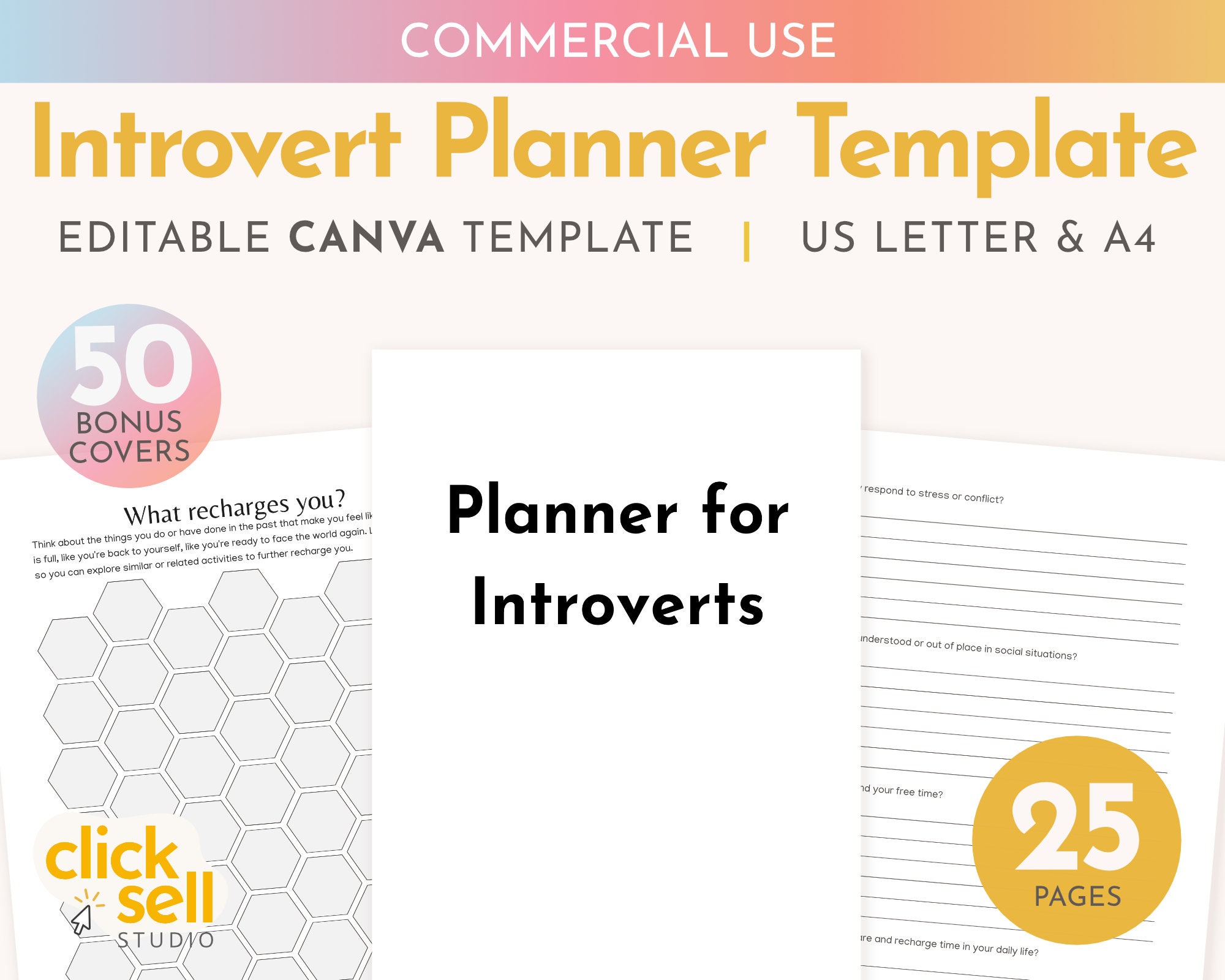 Introvert Planner Editable Canva Template Commercial Use Instant ...