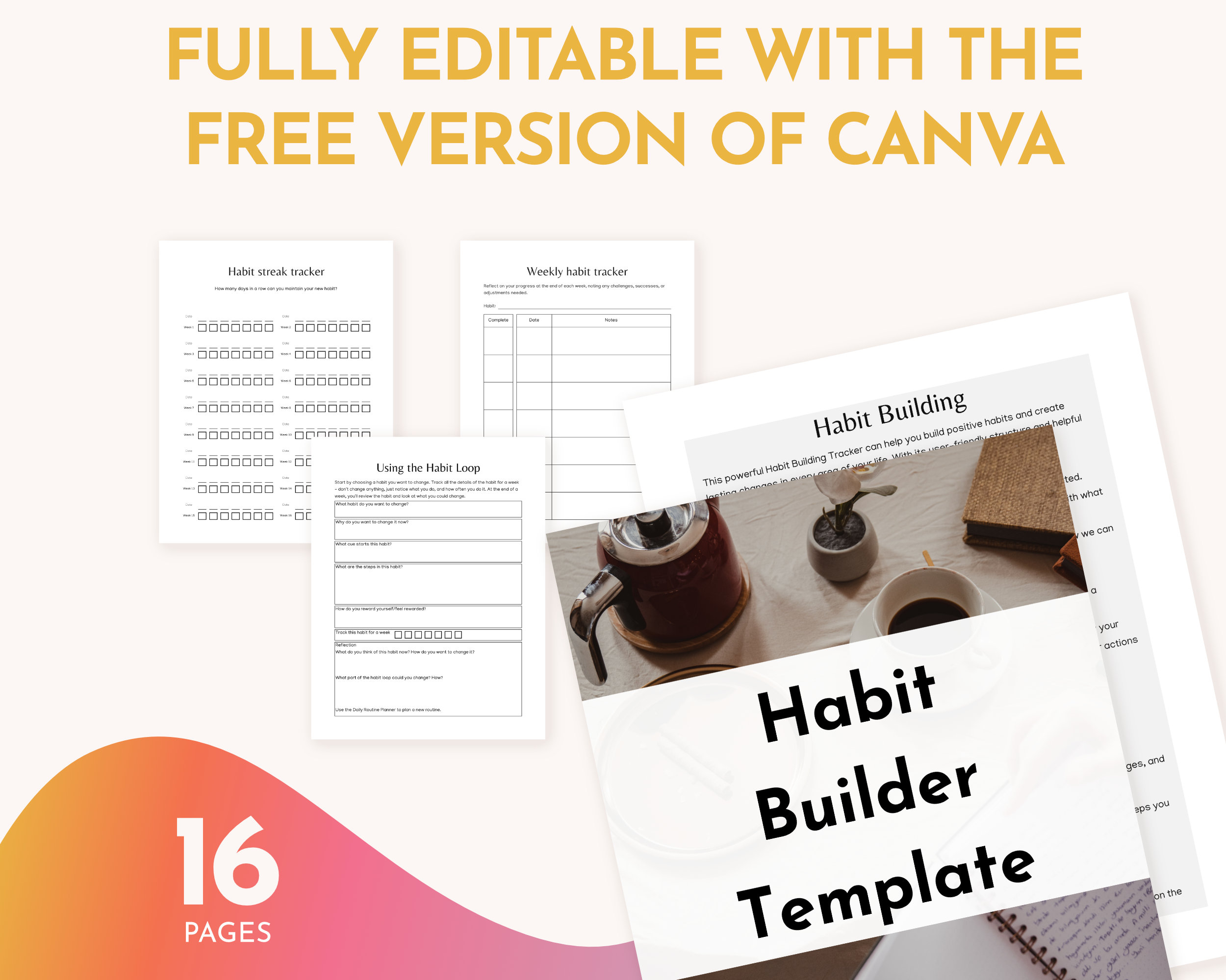 Habit Building Editable Canva Template Commercial Use Instant Digital ...