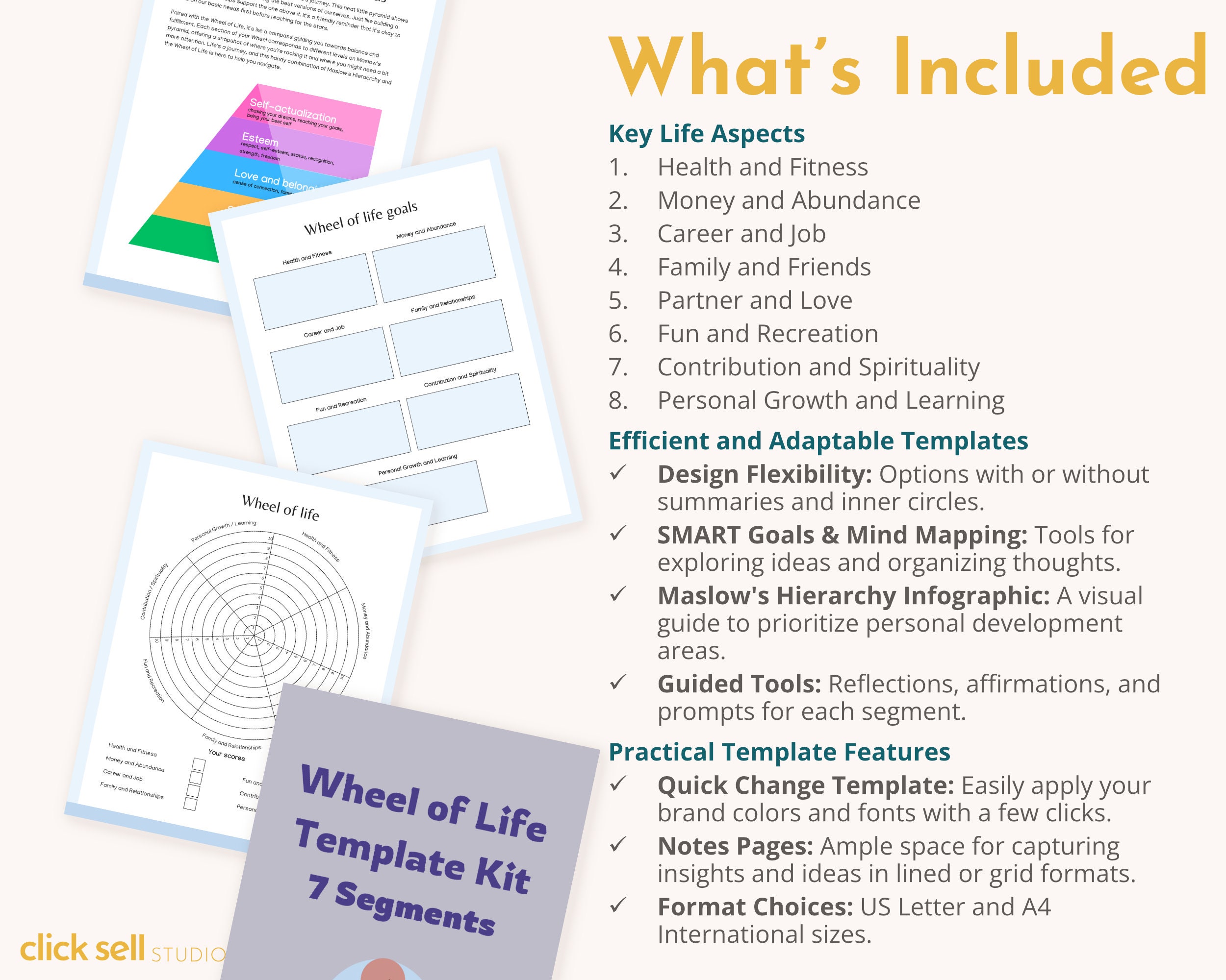 Wheel of Life 7 Segment Editable Canva Template Kit Commercial Use PLR ...