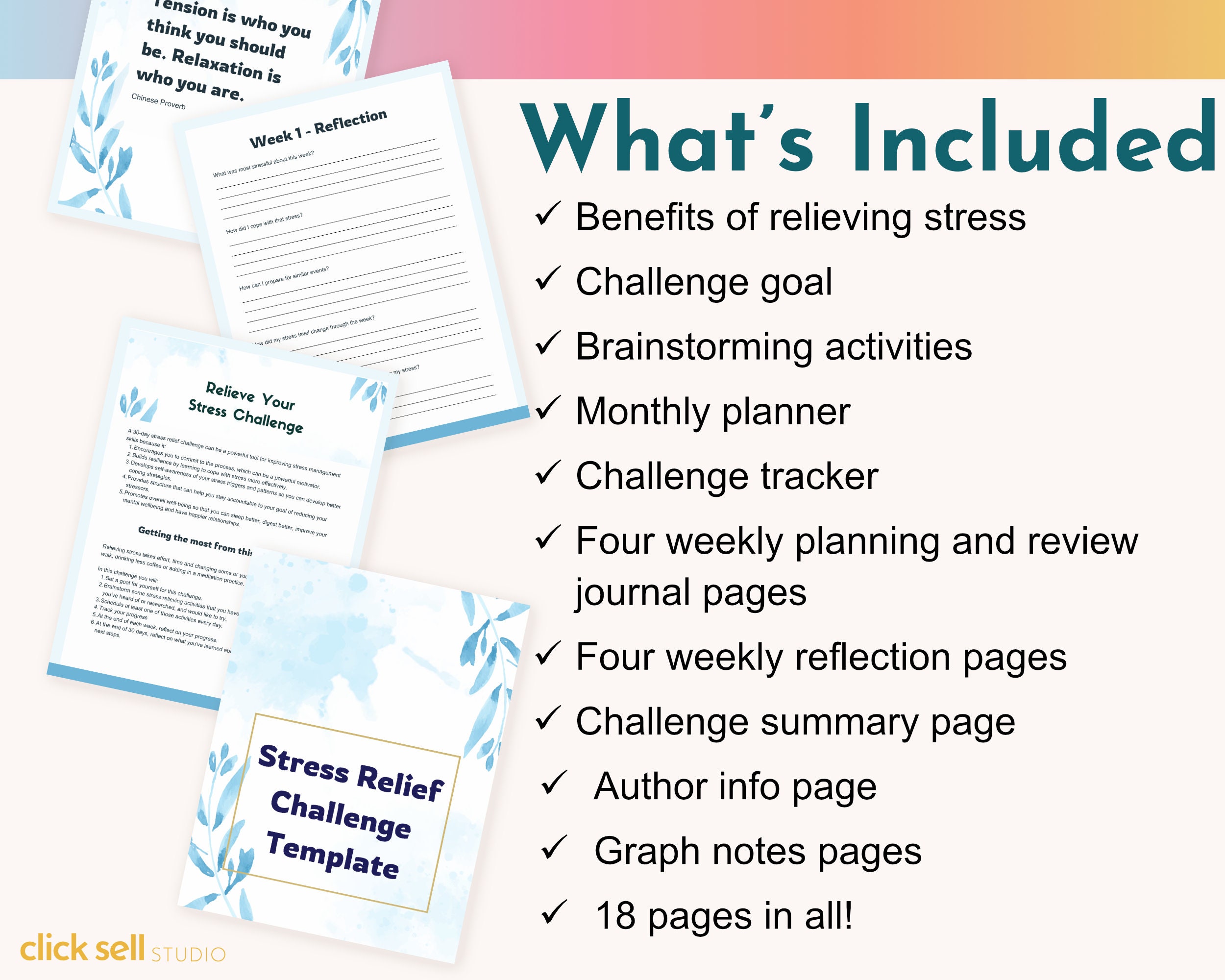 Stress Relief Challenge Editable Canva Template Commercial Use PLR ...