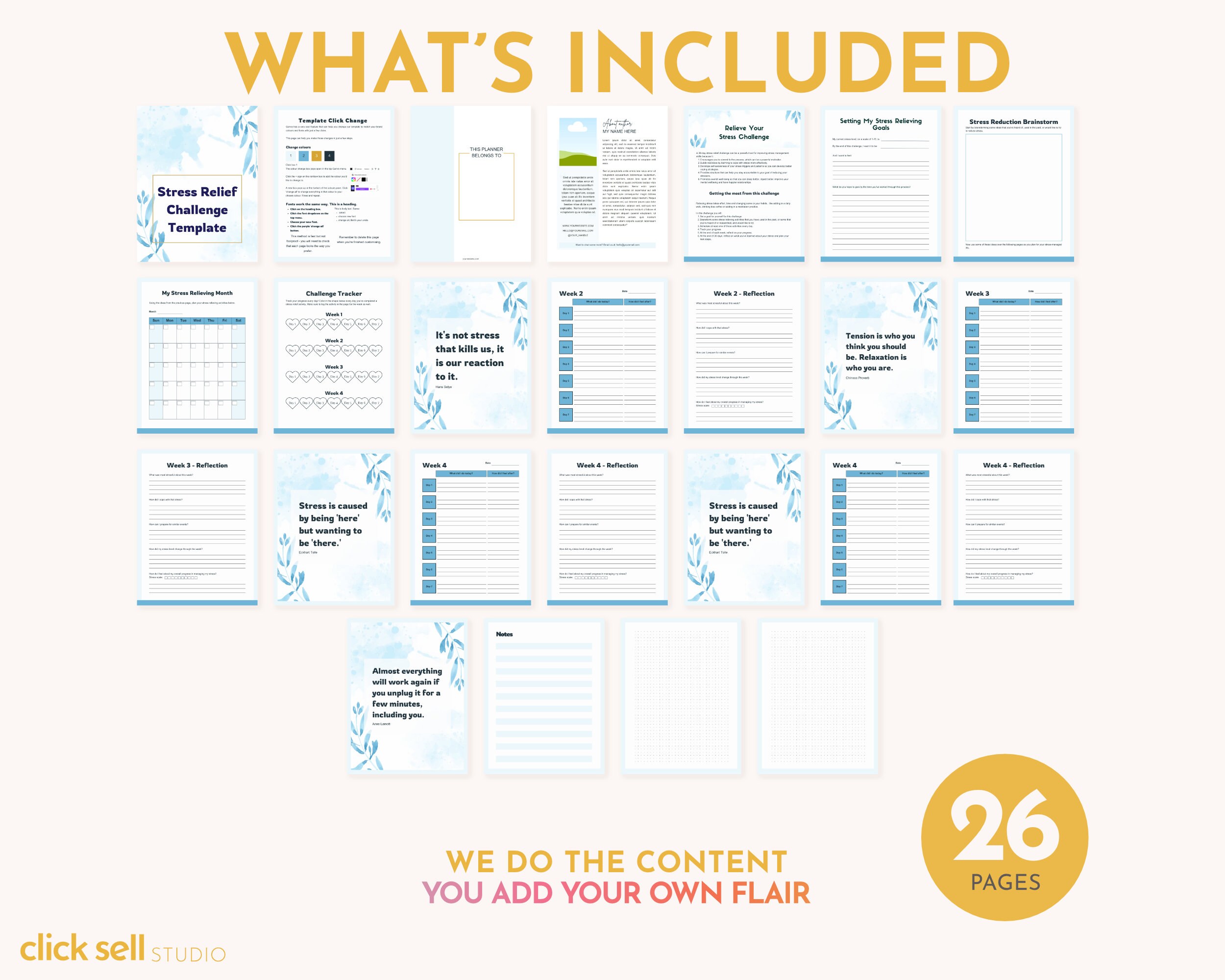 Stress Relief Challenge Editable Canva Template Commercial Use PLR ...