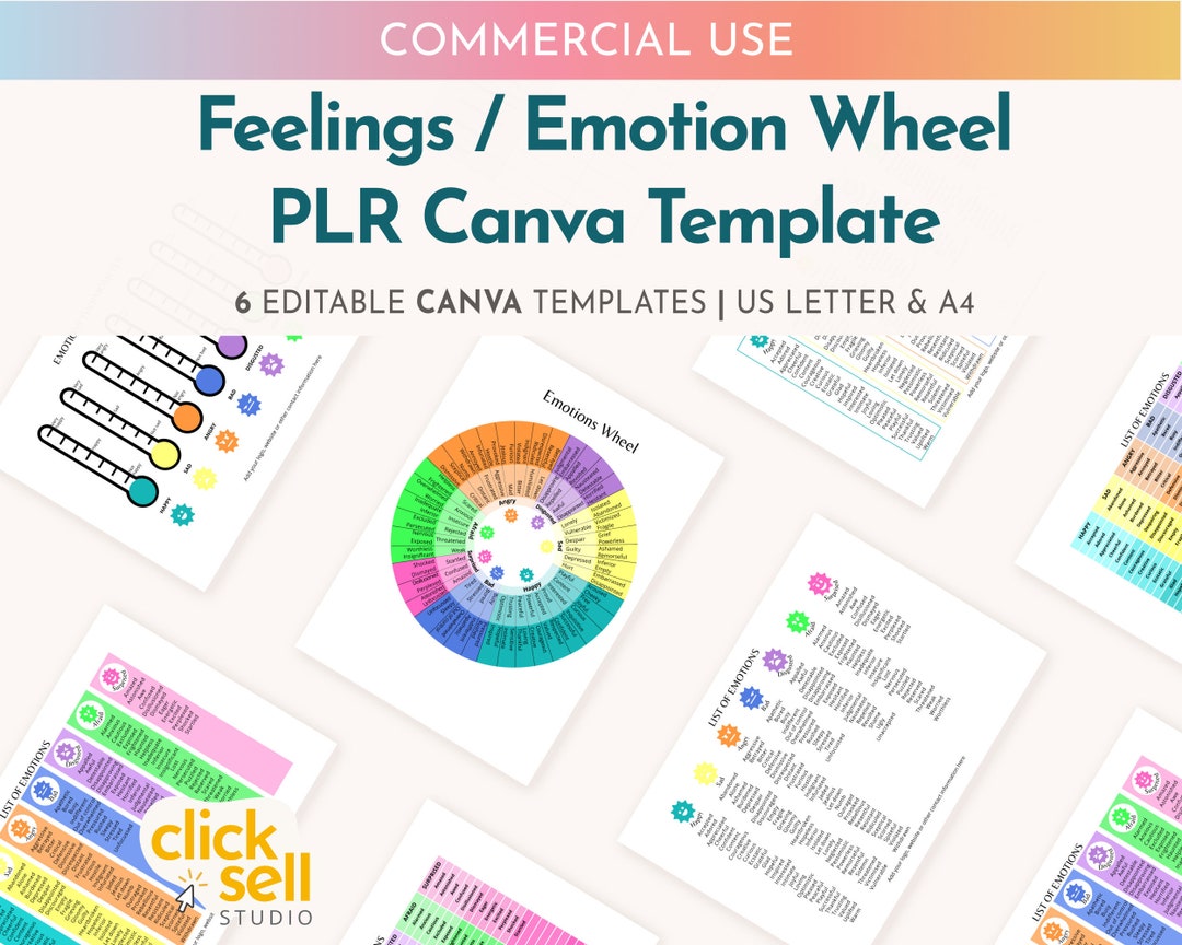 Feelings Wheel Canva Template: Commercial Use for Coaches (PLR) - Etsy