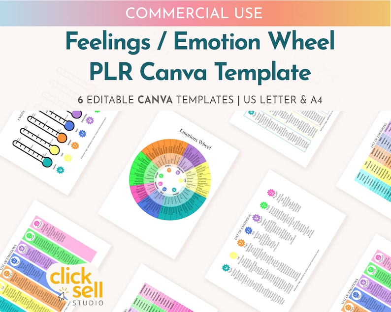 Feelings Wheel Canva Template: Commercial Use for Coaches (PLR) - Etsy