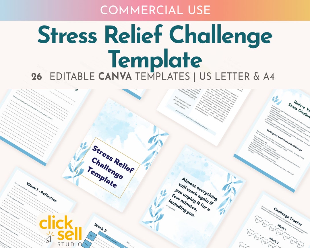 Stress Relief Challenge Editable Canva Template Commercial Use PLR ...