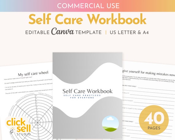 Self Care Workbook Editable Canva Template COMMERCIAL USE - Etsy Australia